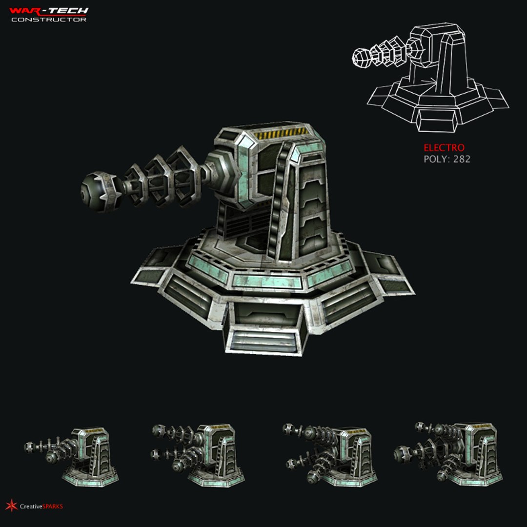 Tower Modular Mech Turrets 3d Fbx