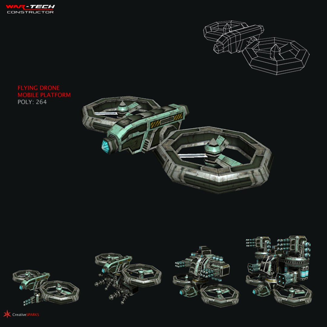 tower modular mech turrets 3d fbx