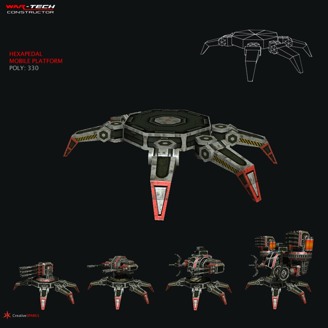 Tower Modular Mech Turrets 3d Fbx