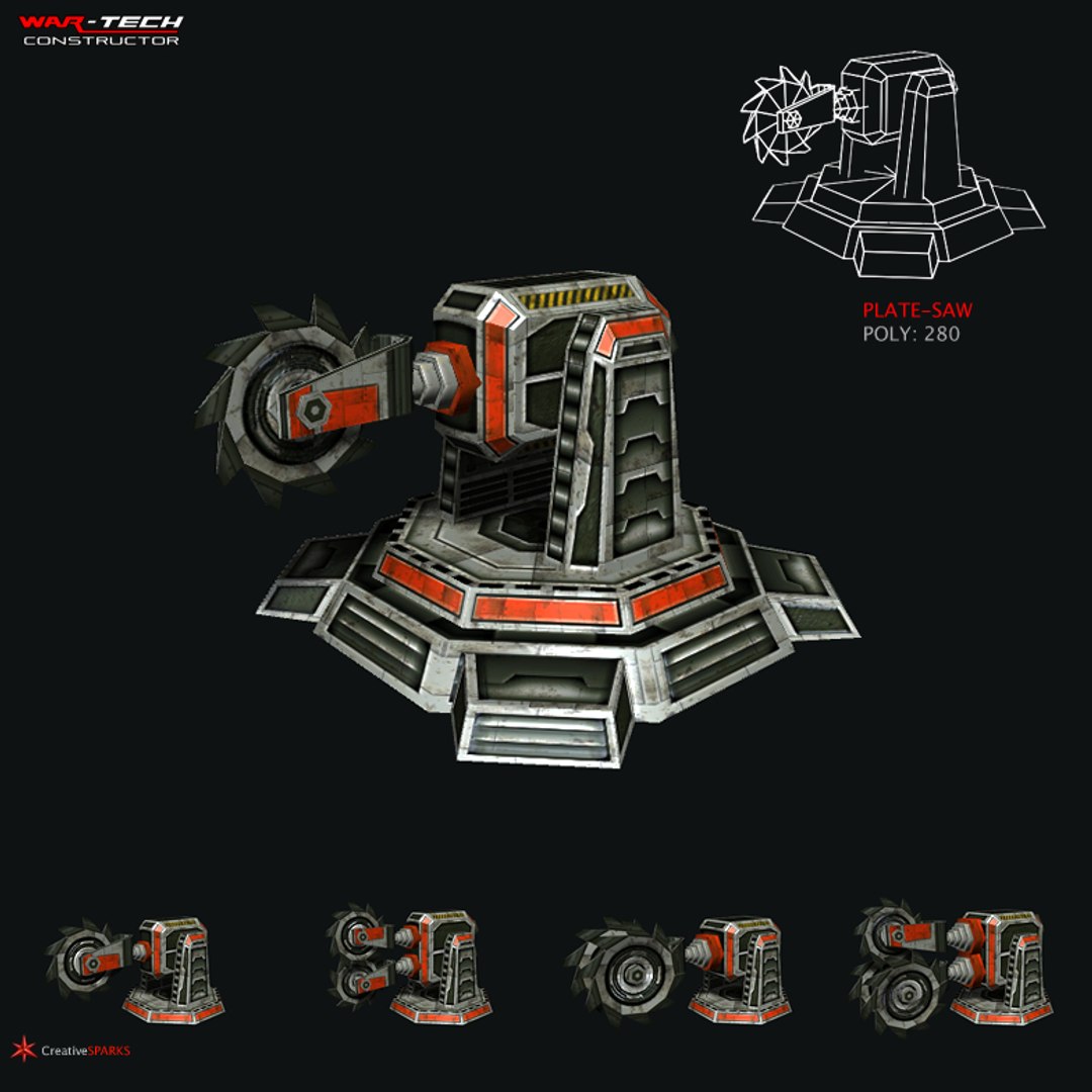 Tower Modular Mech Turrets 3d Fbx