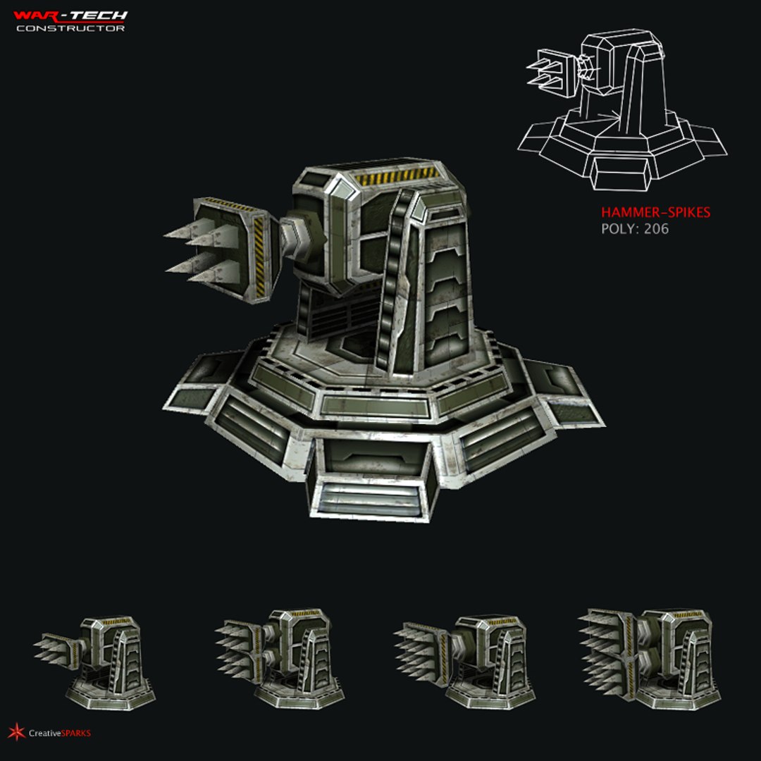 Tower Modular Mech Turrets 3d Fbx
