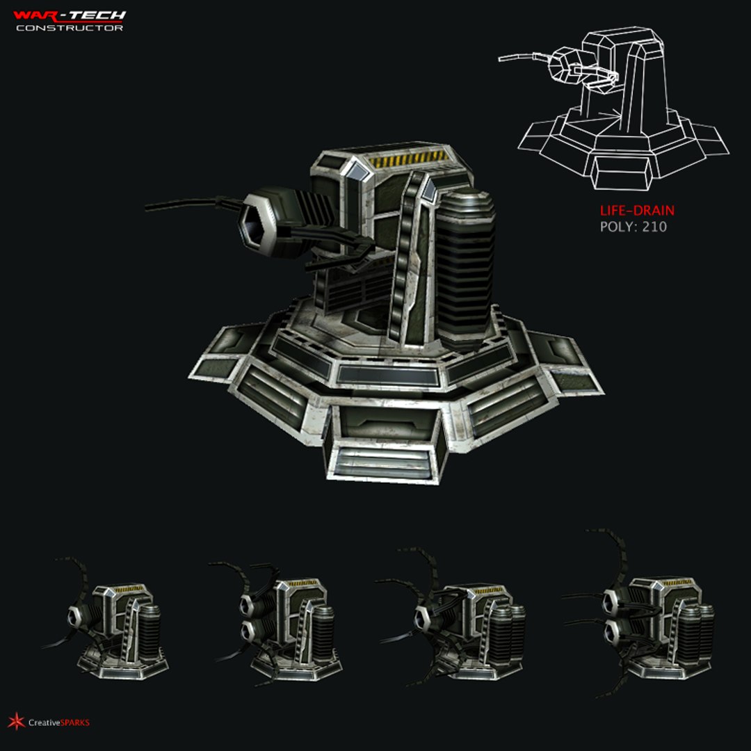 Tower Modular Mech Turrets 3d Fbx