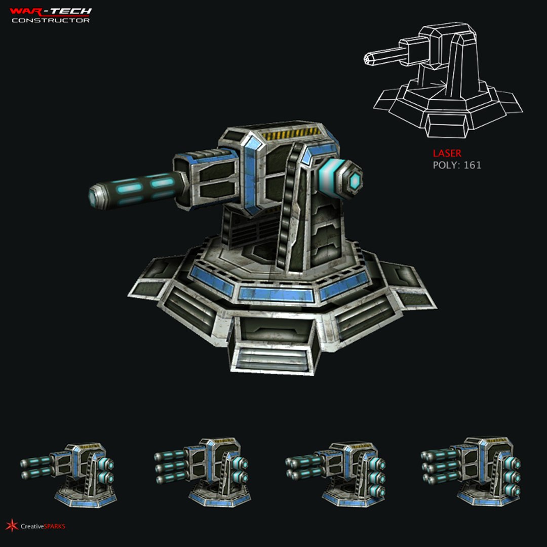 Tower Modular Mech Turrets 3d Fbx