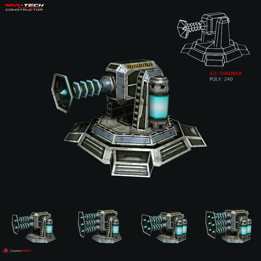 Tower Modular Mech Turrets 3d Fbx