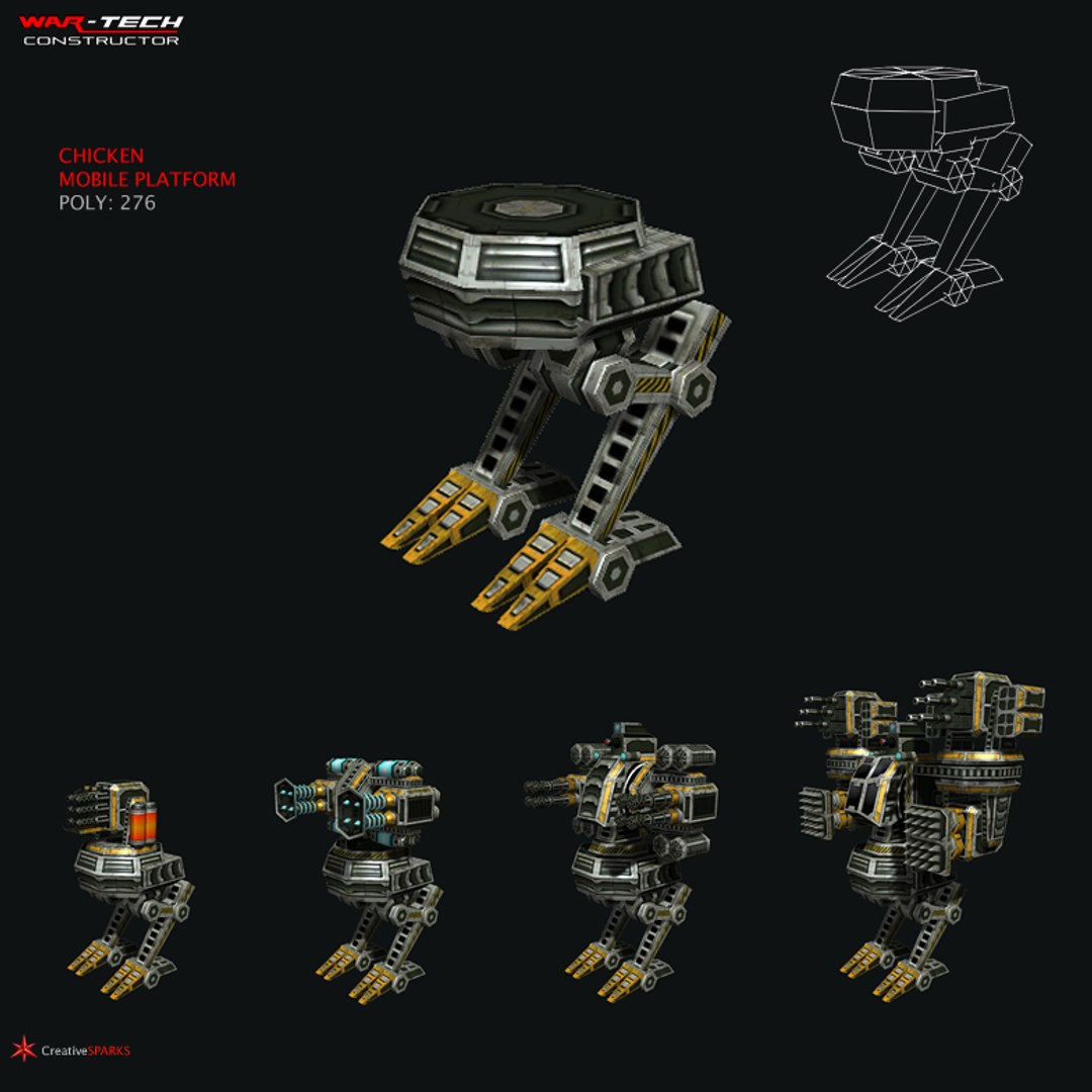 Tower Modular Mech Turrets 3d Fbx
