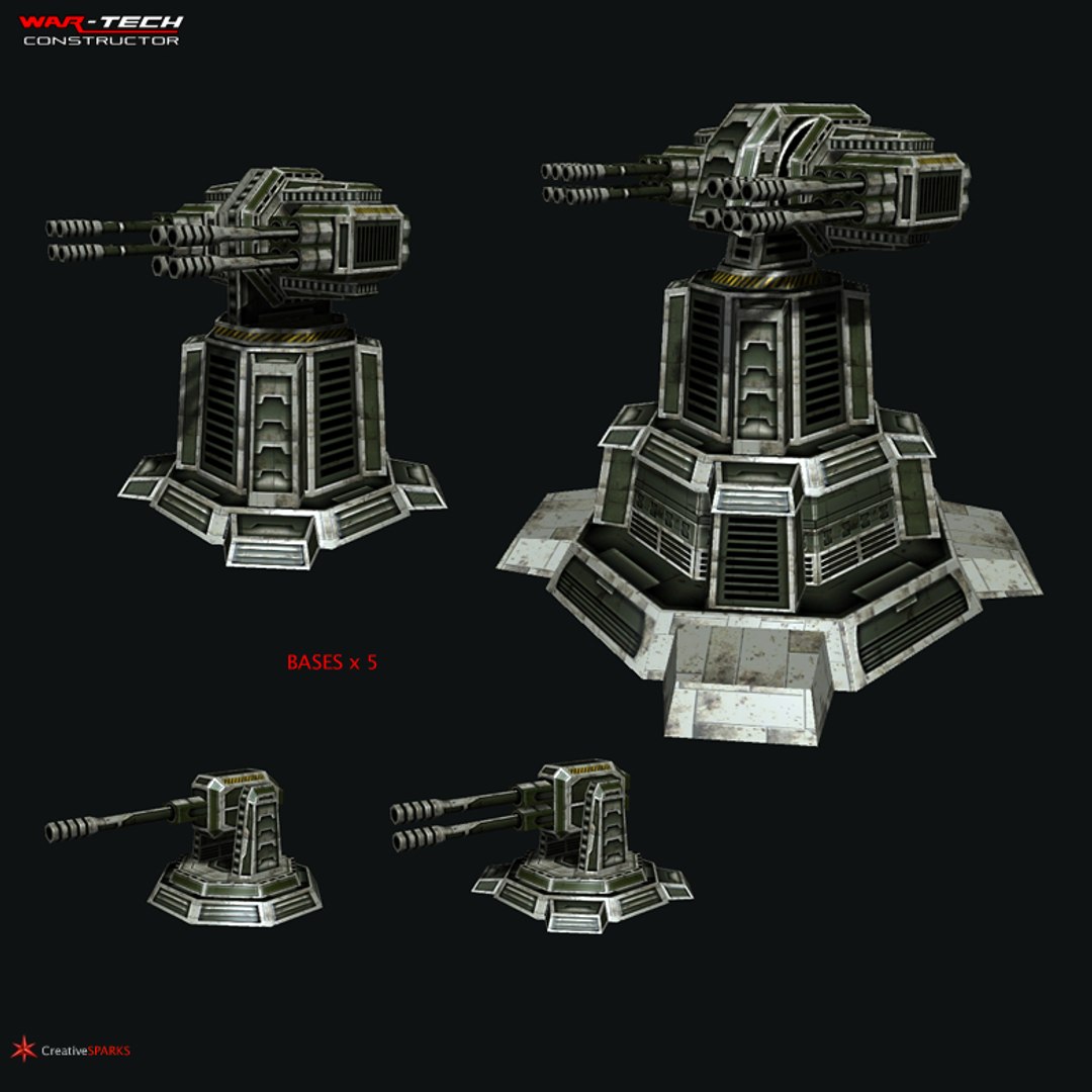 Tower Modular Mech Turrets 3d Fbx