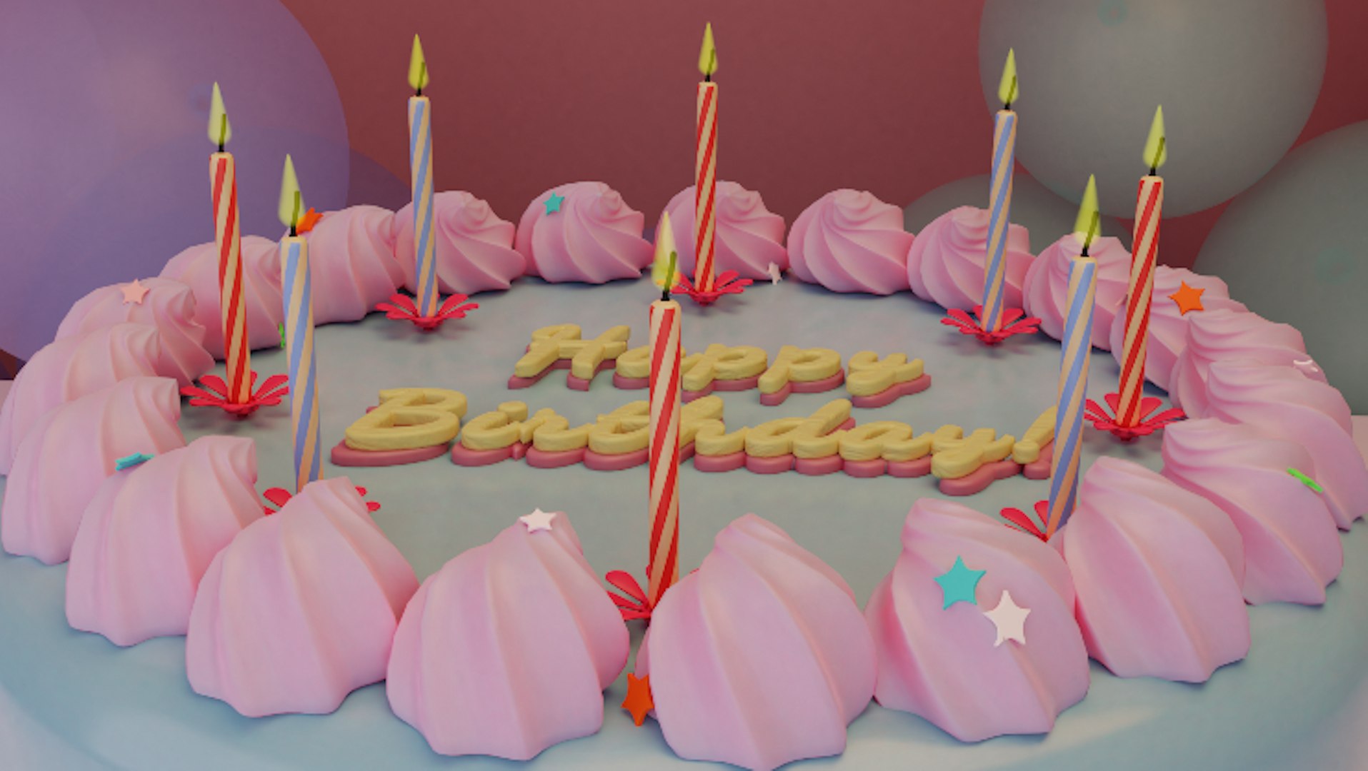 3D Happy Birthday Cake Model - TurboSquid 1767860