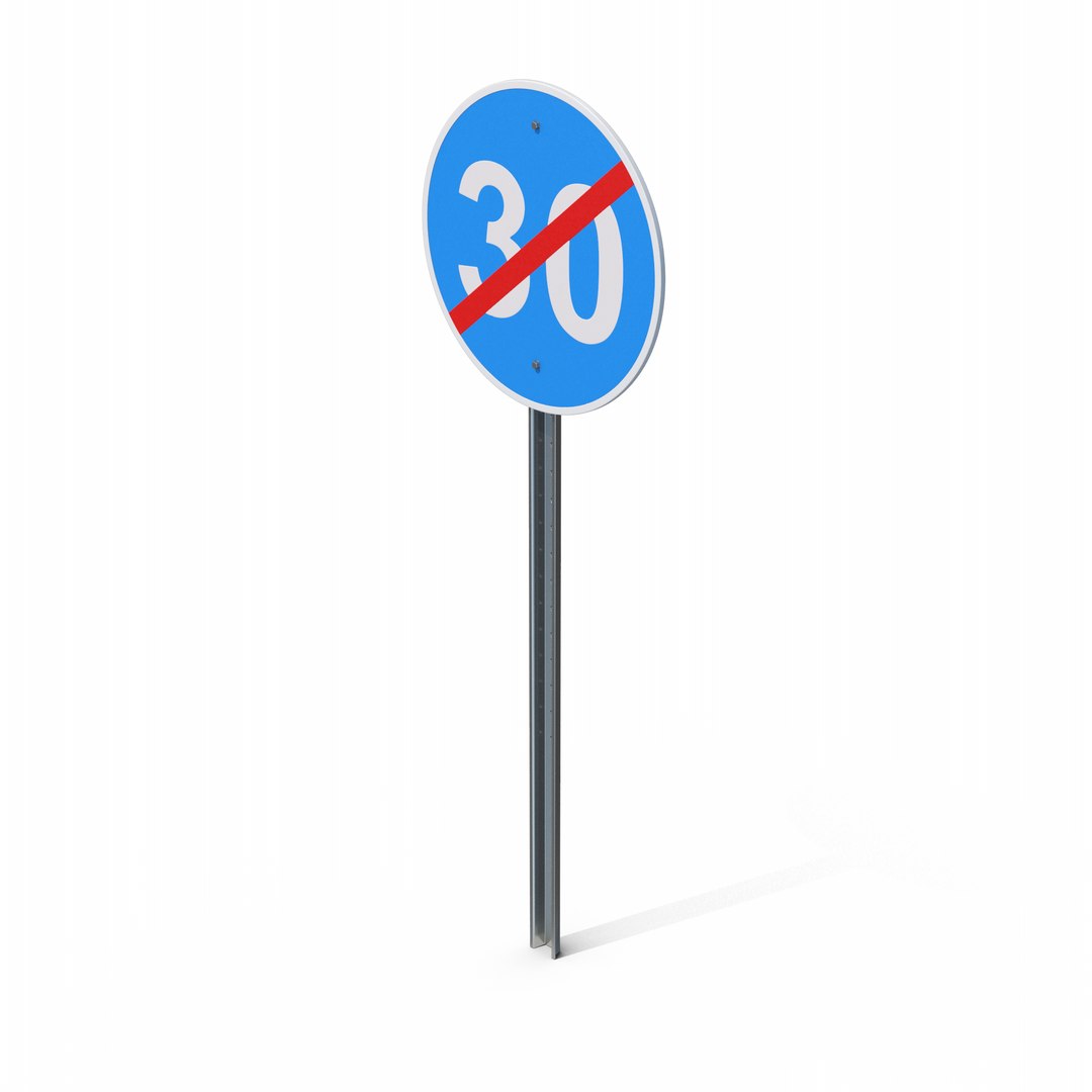 3D End Of Minimum Speed Limit 30 Road Sign Model - TurboSquid 2102335