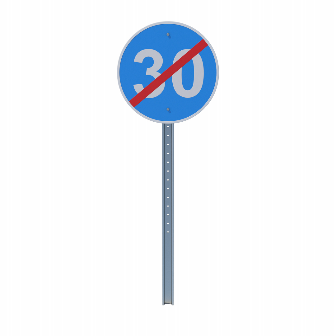 3D End Of Minimum Speed Limit 30 Road Sign Model - TurboSquid 2102335