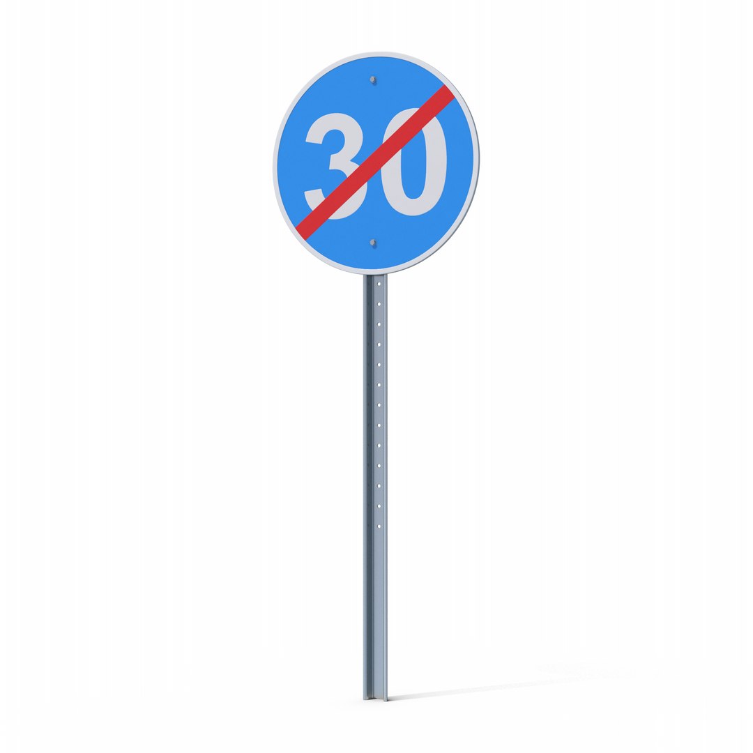 3D End Of Minimum Speed Limit 30 Road Sign Model - TurboSquid 2102335