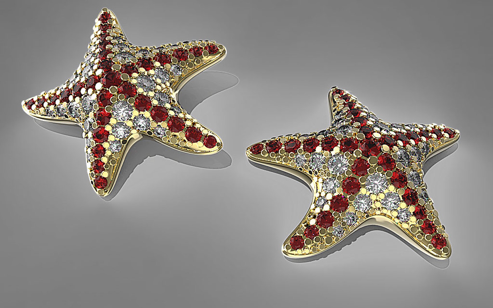 Starfish Earrings 3d Obj