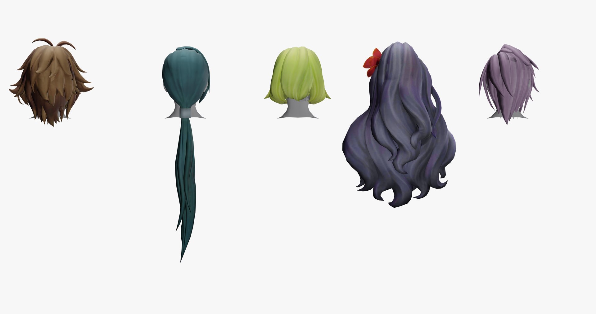 3D Model 20 STYLIZED FEMALE HAIR MODELS PACK 6 - TurboSquid 2216991