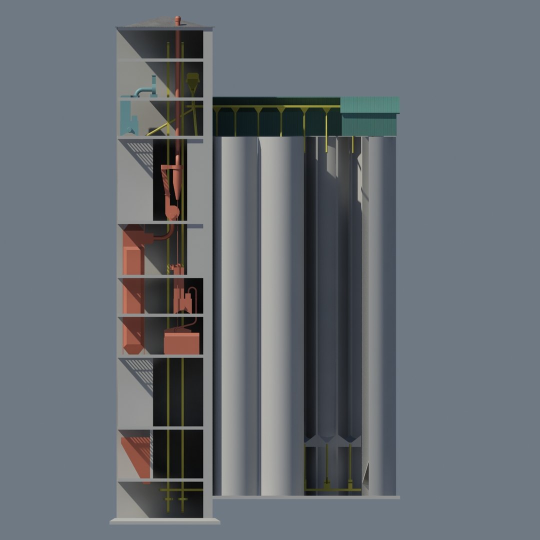 Concrete Silo Line 3d Model