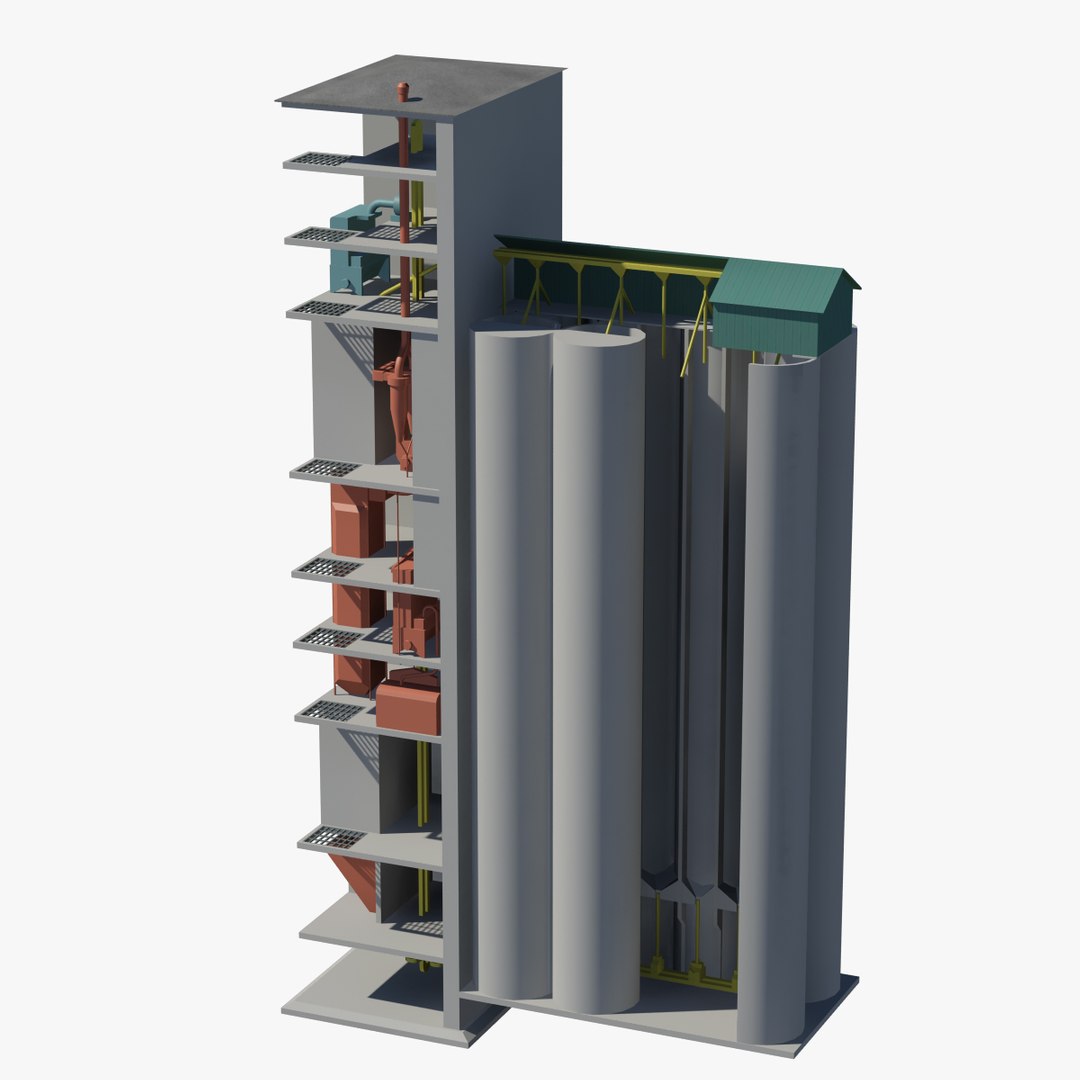 Concrete Silo Line 3d Model