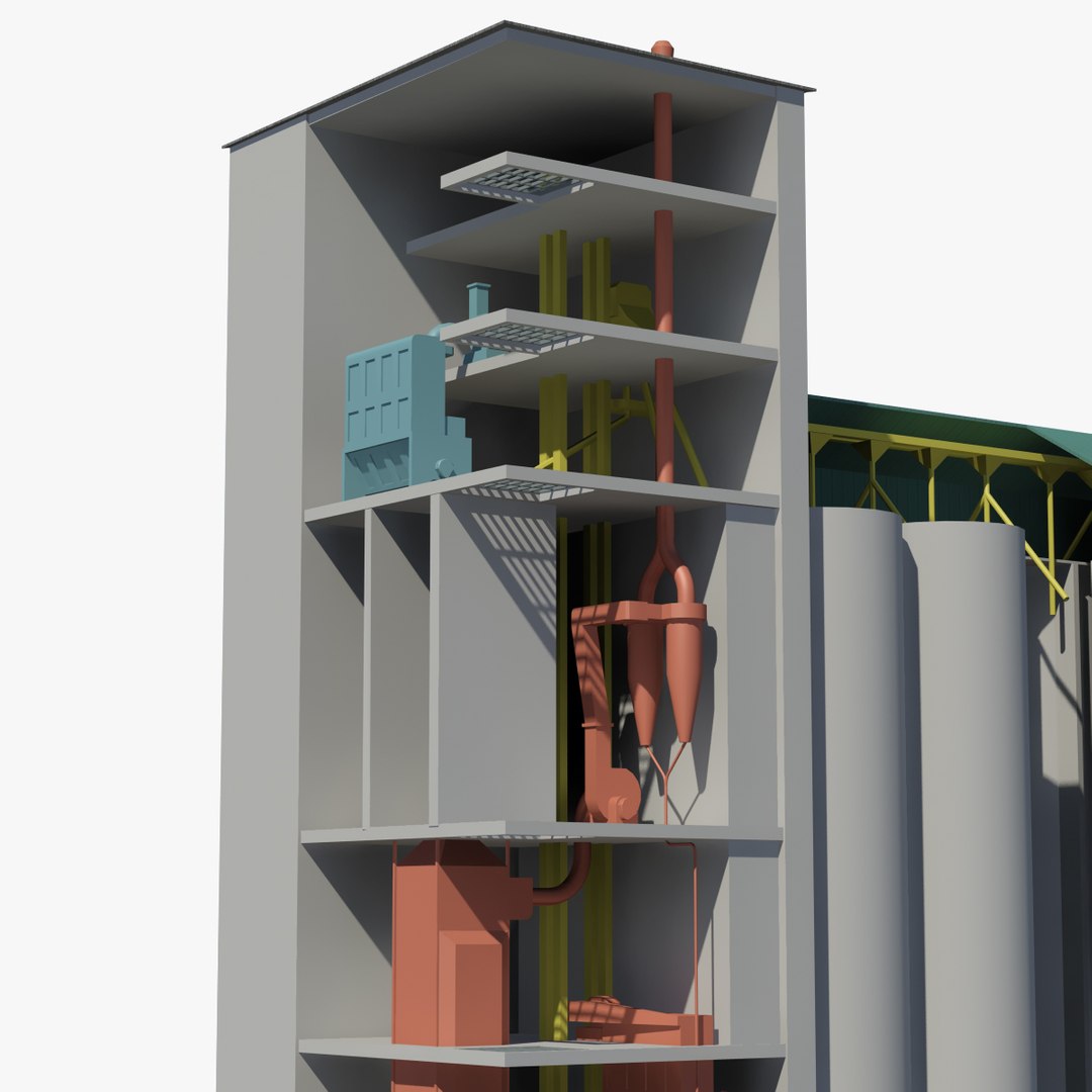 Concrete Silo Line 3d Model