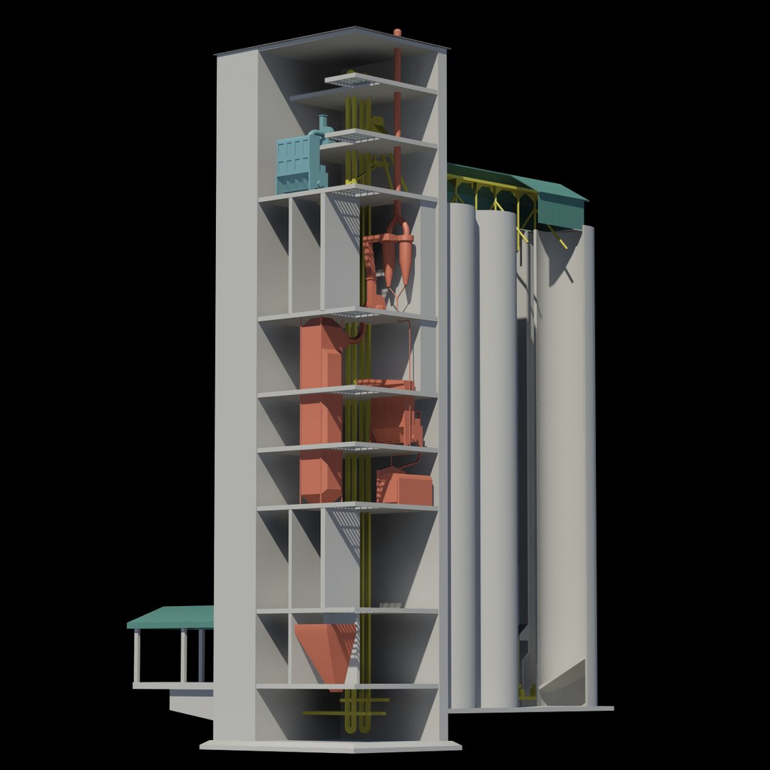 Concrete Silo Line 3d Model