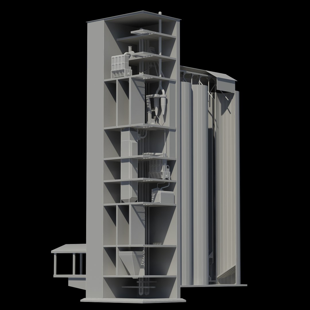Concrete Silo Line 3d Model