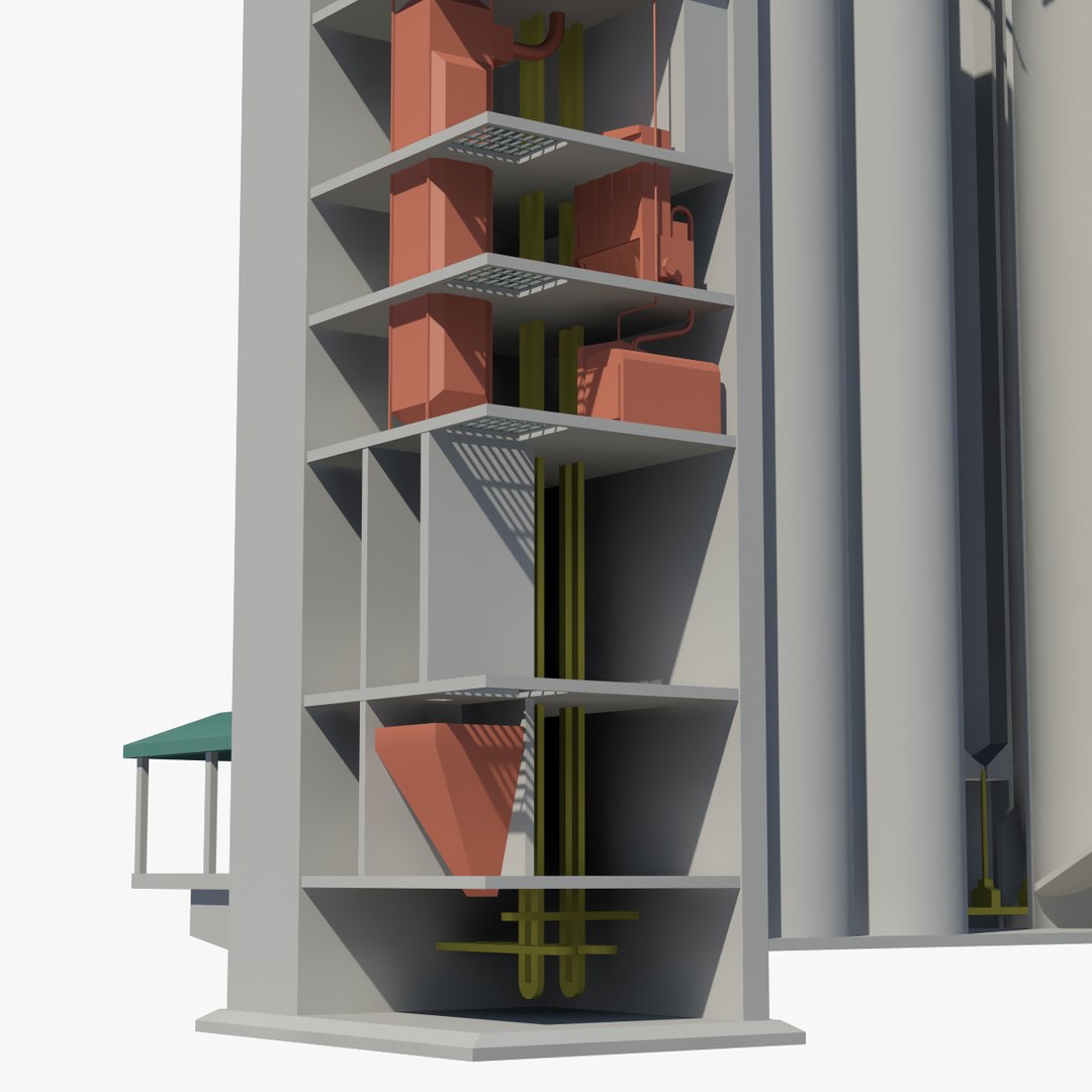 Concrete Silo Line 3d Model