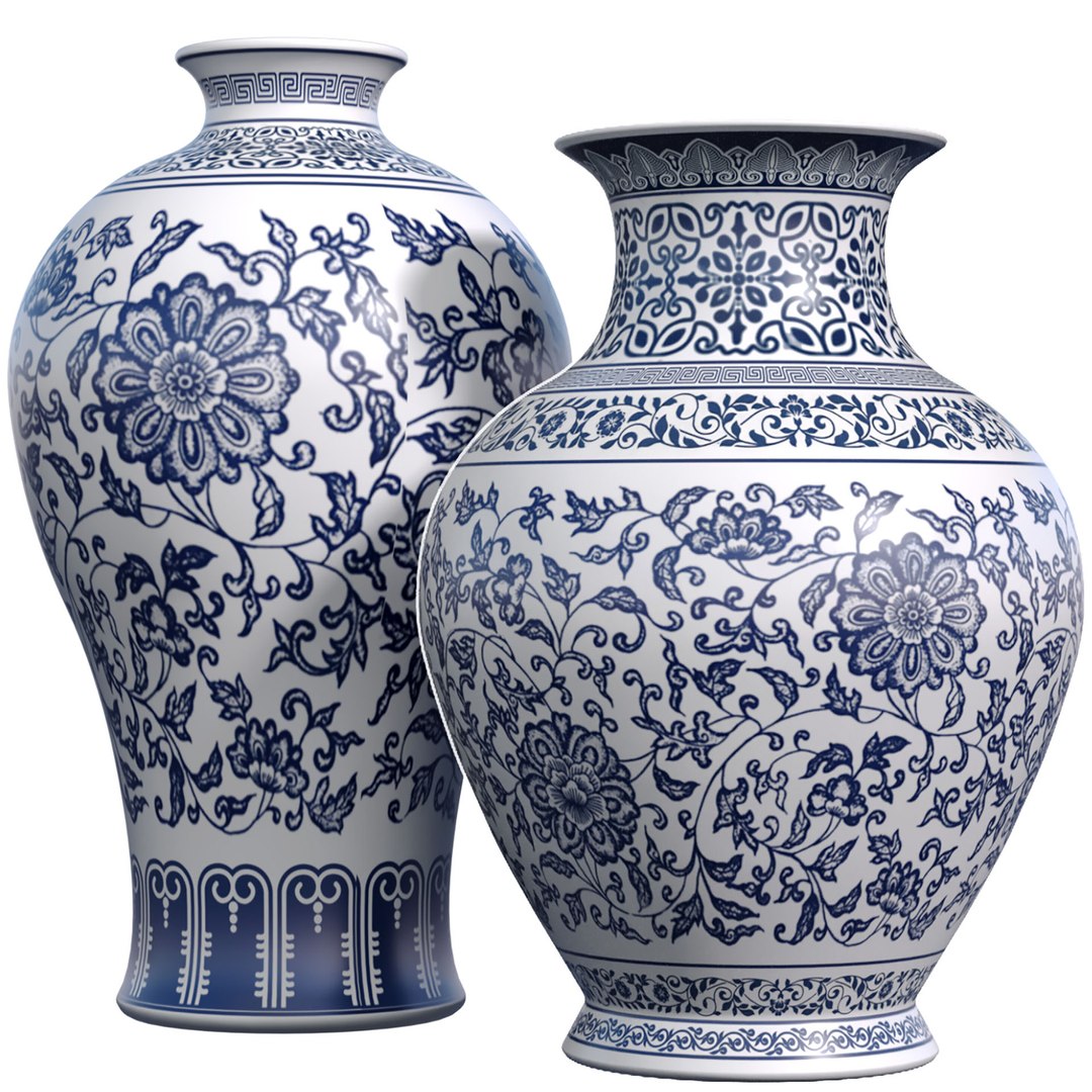 Decorative Garden Porcelain Ceramic Vase Flowerpot Pot Urn 3D ...