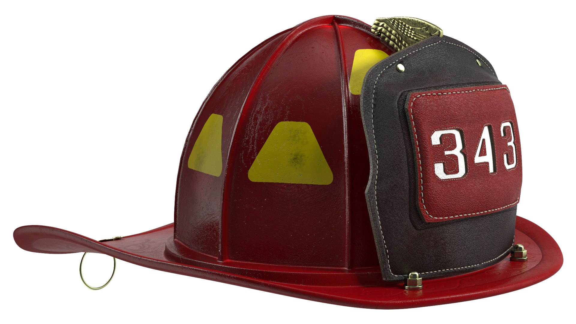 3D Model Firefighter Helmet With Number 343 - TurboSquid 2267780
