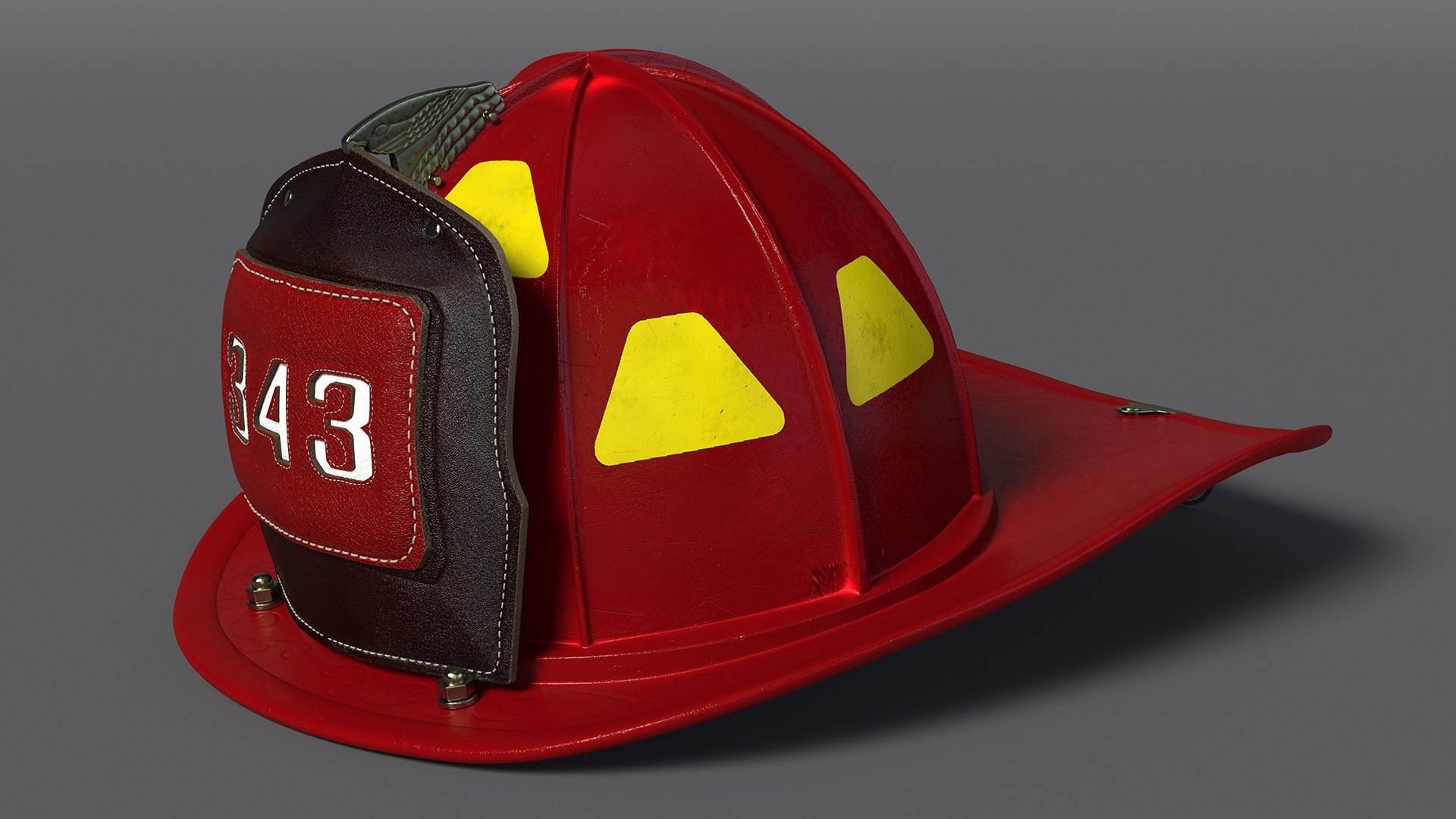 3D Model Firefighter Helmet With Number 343 - TurboSquid 2267780