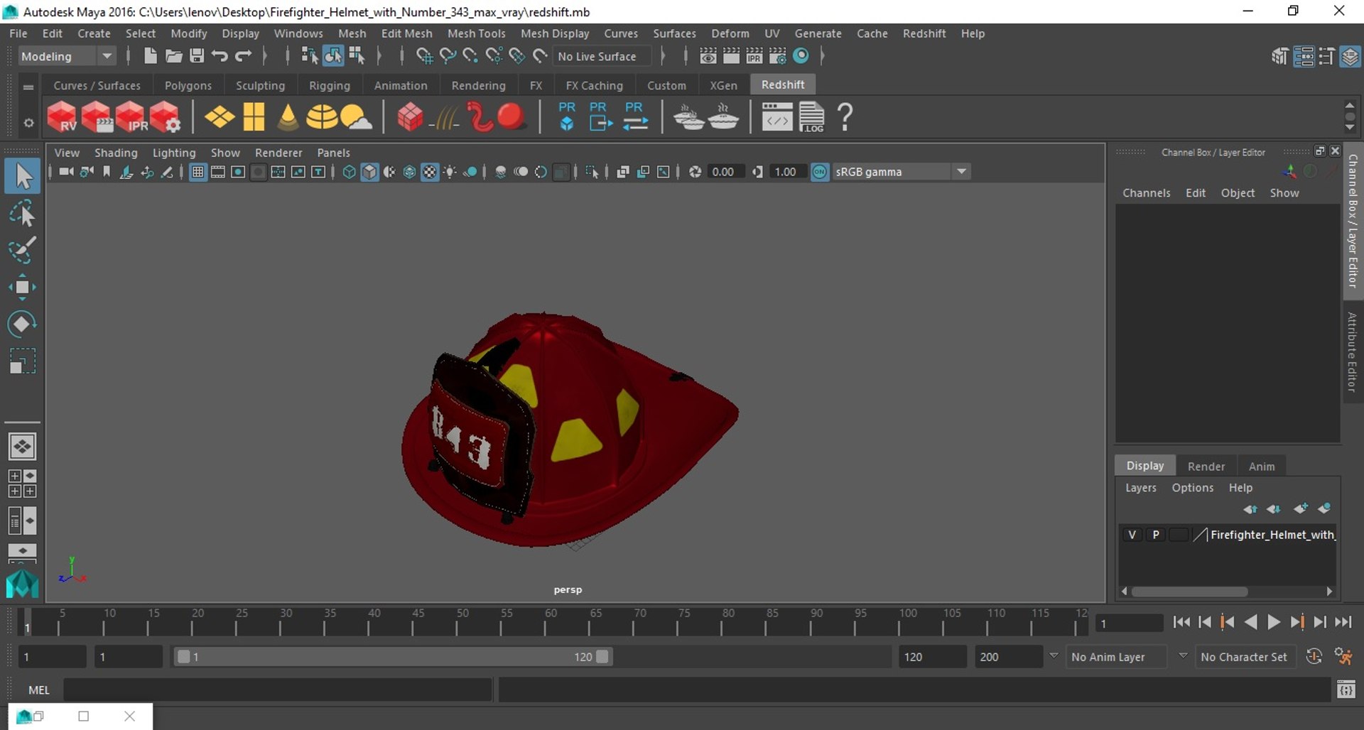 3D Model Firefighter Helmet With Number 343 - TurboSquid 2267780