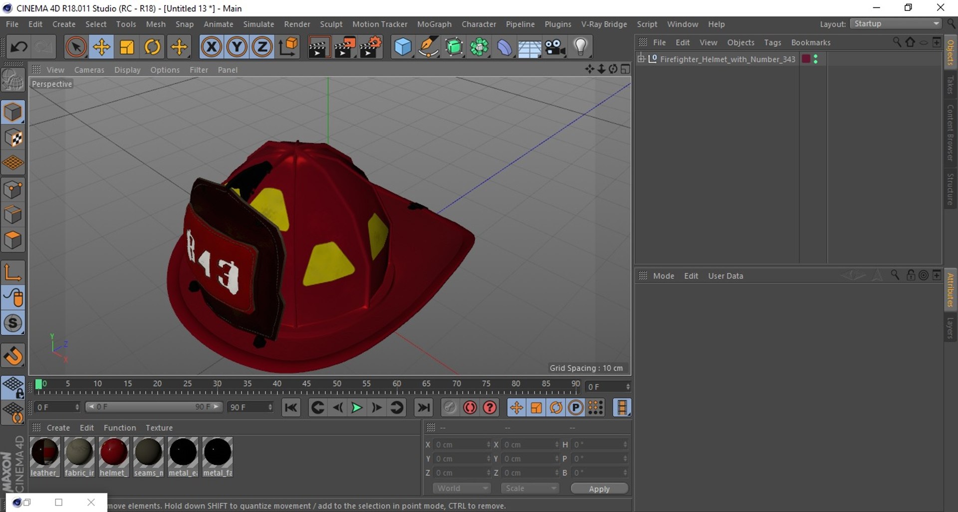 3D Model Firefighter Helmet With Number 343 - TurboSquid 2267780
