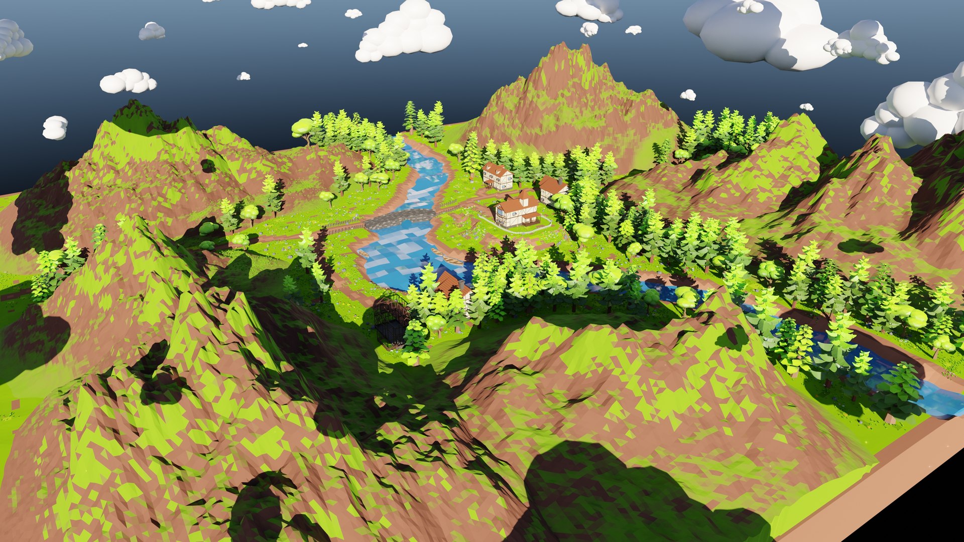 3D Isometric Small Town 3D Model - TurboSquid 2096934