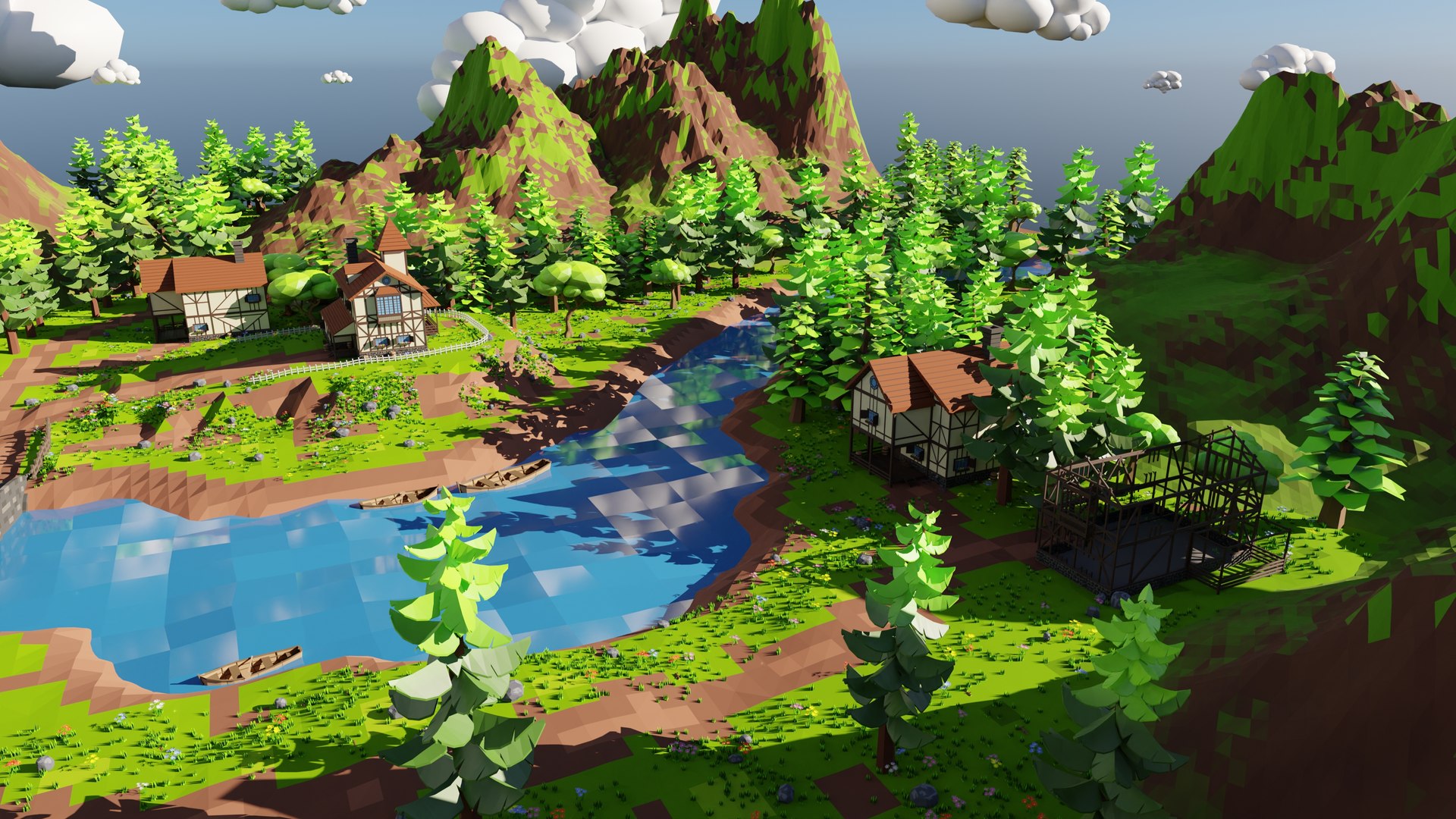 3D Isometric Small Town 3D Model - TurboSquid 2096934