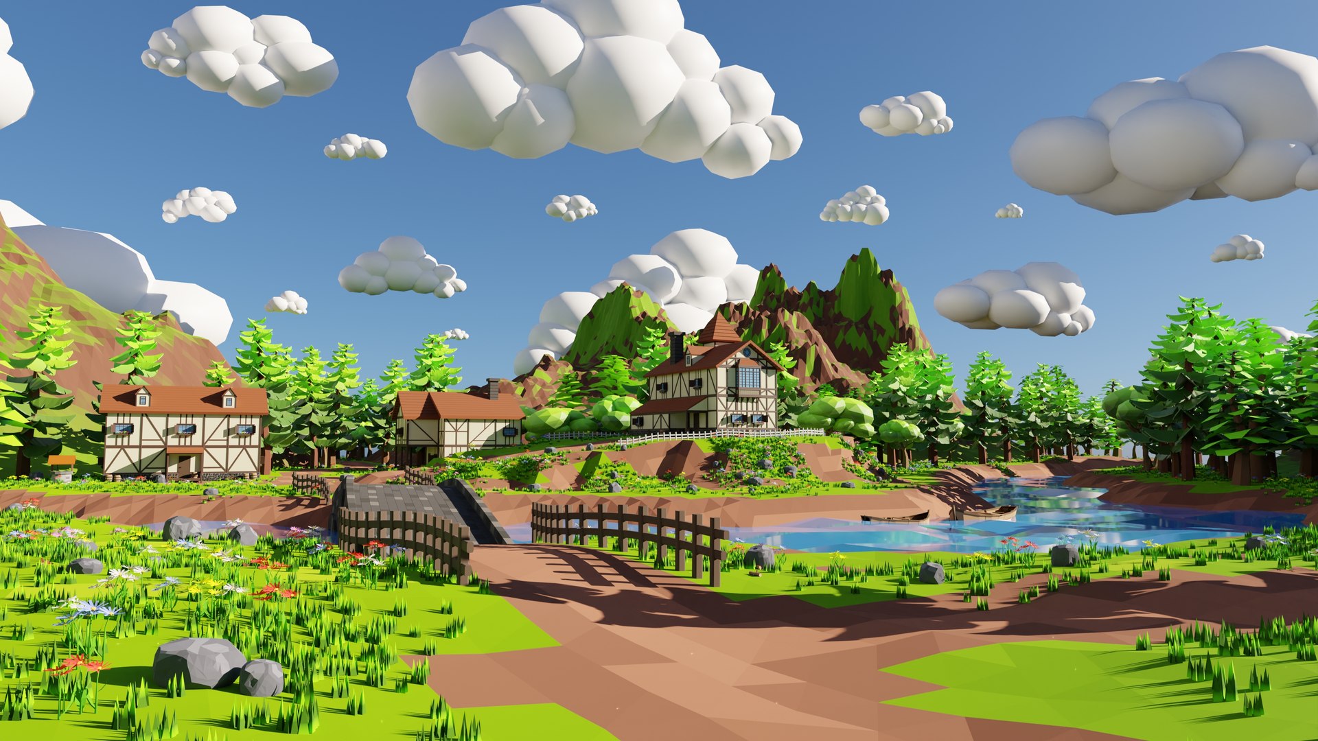 3D Isometric Small Town 3D Model - TurboSquid 2096934