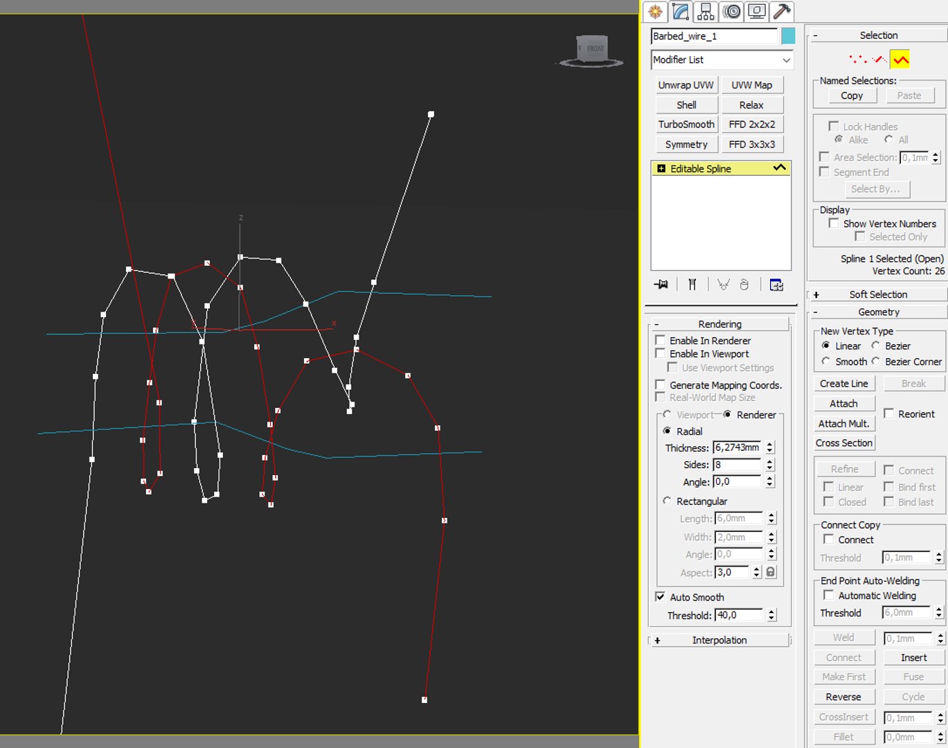 3D Barbed Wire Spline Model - TurboSquid 1610059