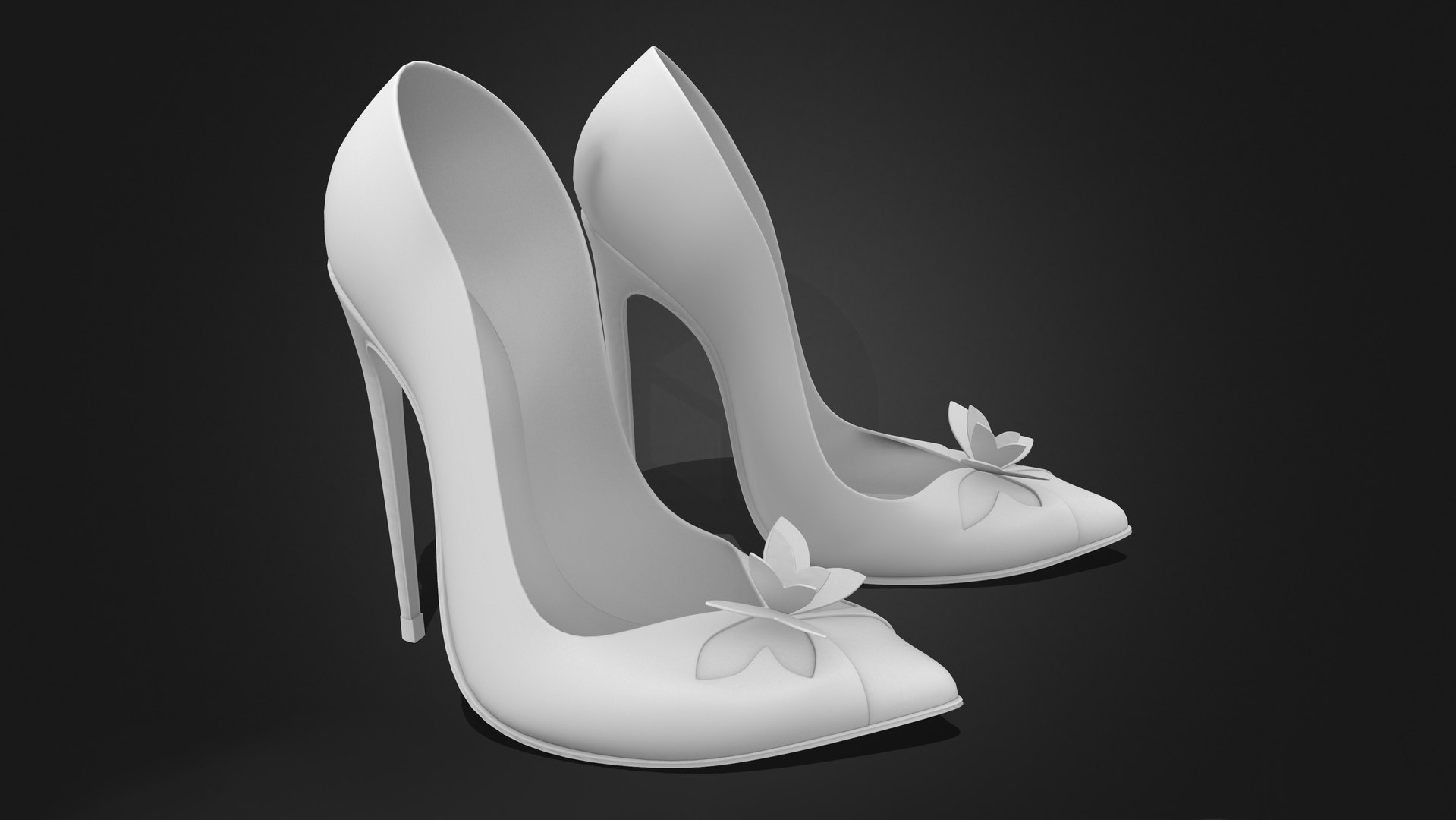 3D Black Classic Leather Butterfly Point-toe Heels Pumps - TurboSquid ...