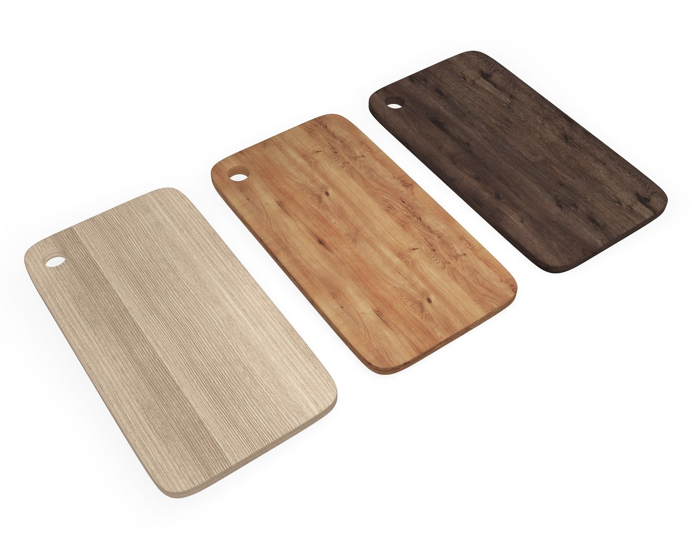 Wooden chopping boards set 3D model - TurboSquid 1304851