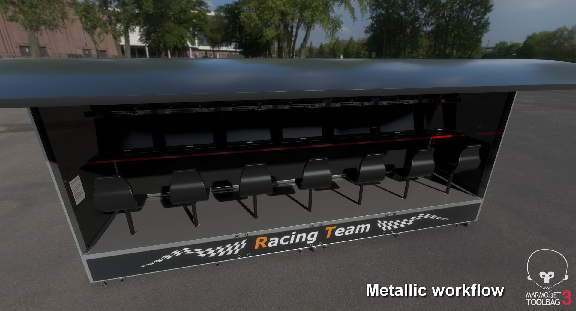 3D low-poly race track pit - TurboSquid 1367998