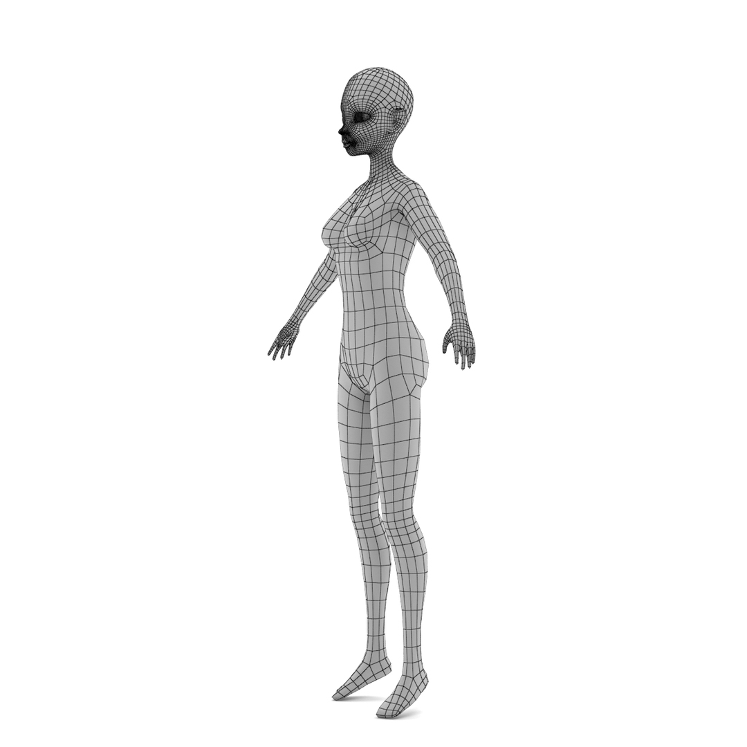 anime female base mesh 3d max