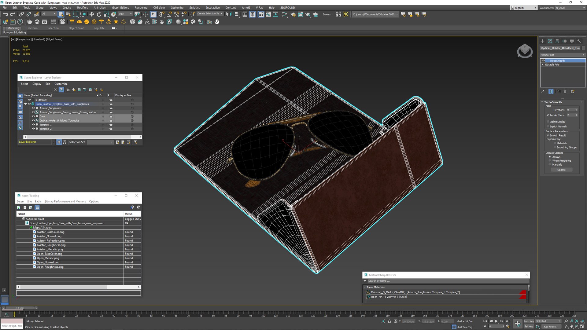Open Leather Eyeglass Case With Sunglasses 3D - TurboSquid 2426104