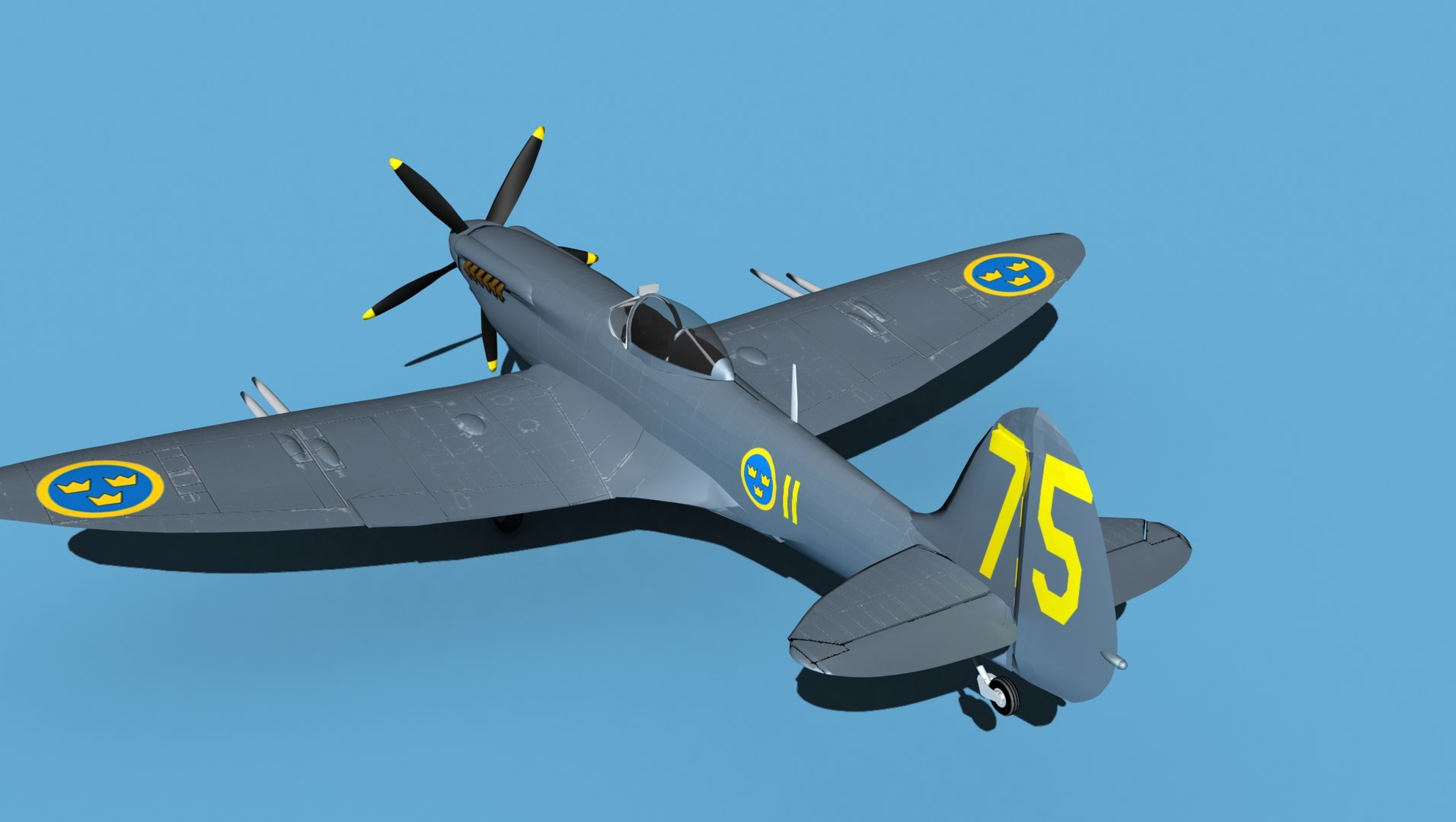 3D Model Supermarine Spitfire Mk XXII V17 Sweeden - TurboSquid 1925751