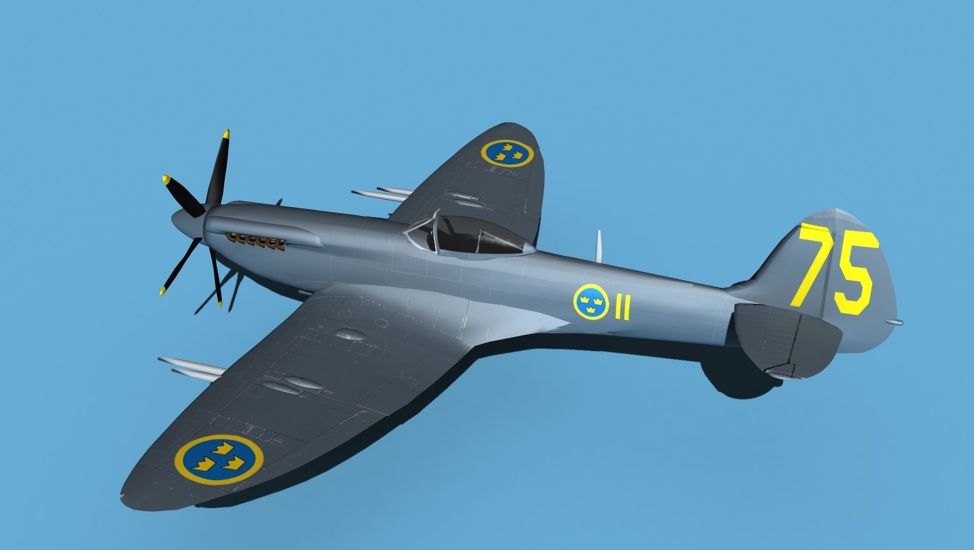3D Model Supermarine Spitfire Mk XXII V17 Sweeden - TurboSquid 1925751
