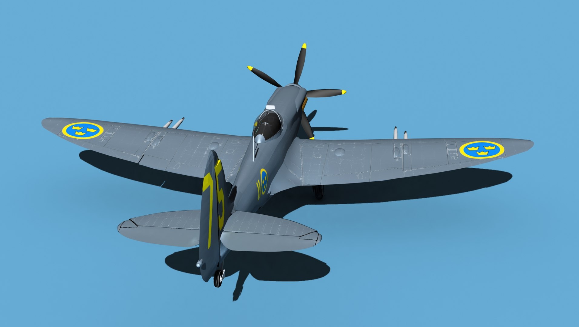 3D Model Supermarine Spitfire Mk XXII V17 Sweeden - TurboSquid 1925751