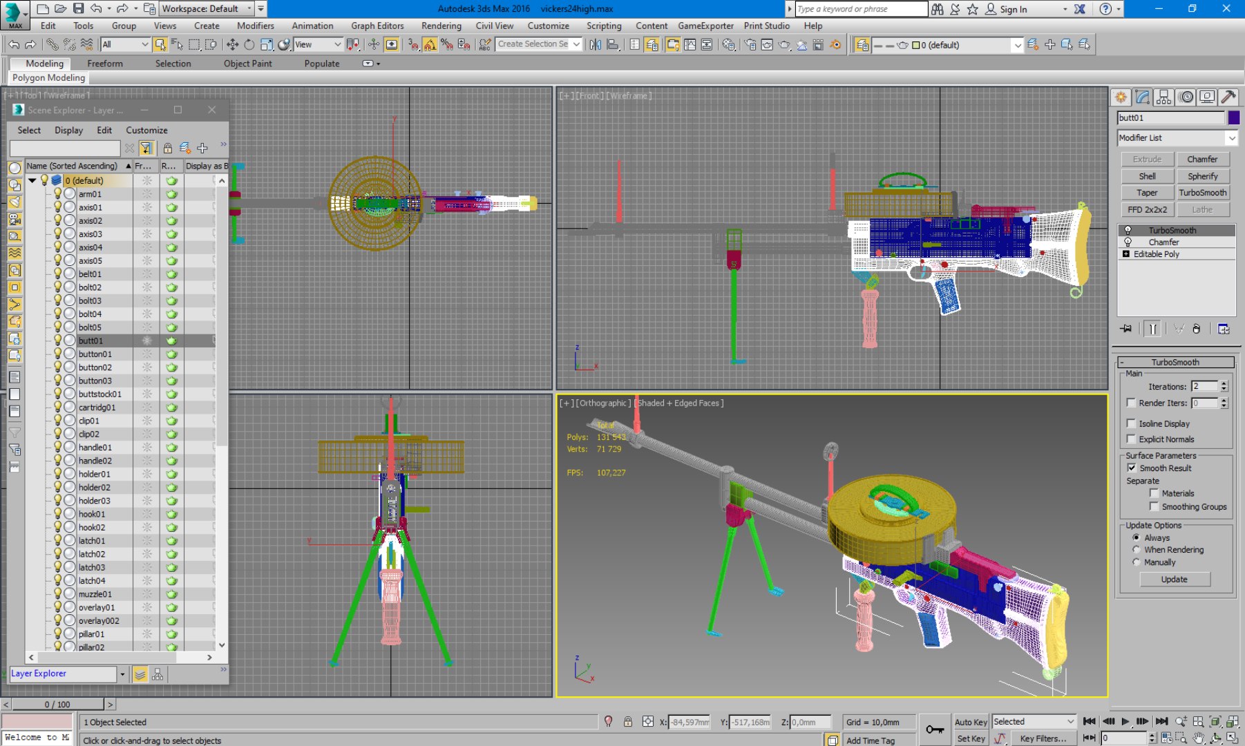 3D Model Machine Gun Vickers K - TurboSquid 2297847