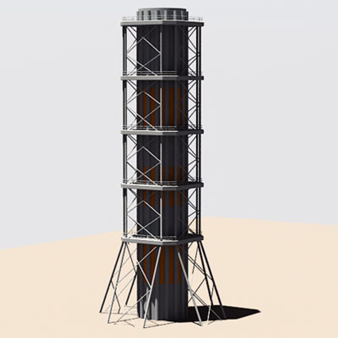 3d Model Industrial Tower Silo