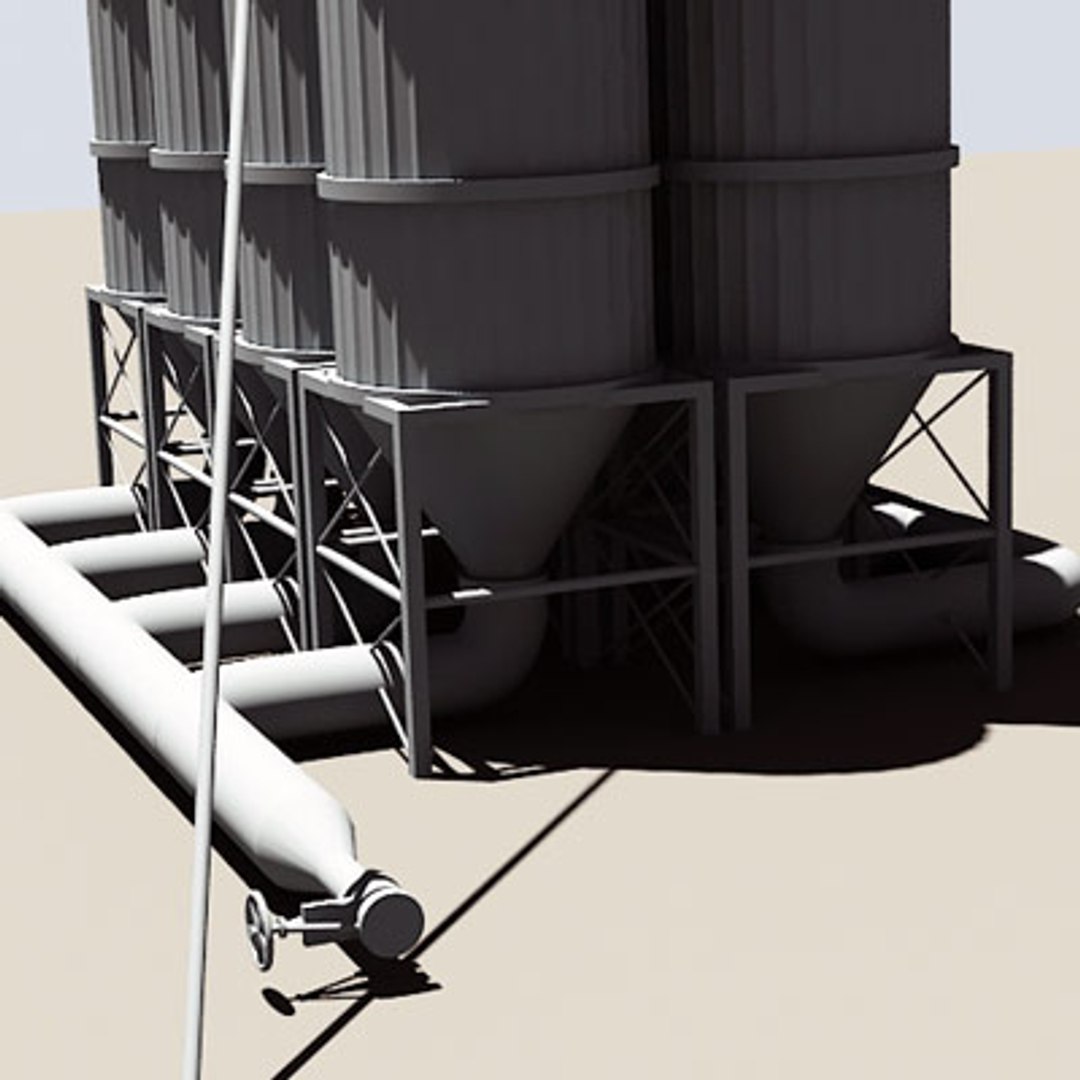 3d model industrial tower silo