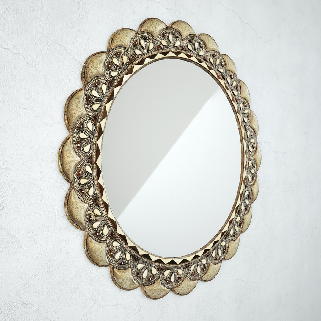 3D Vintage Scalloped Metal Work Mirror - TurboSquid 2129799