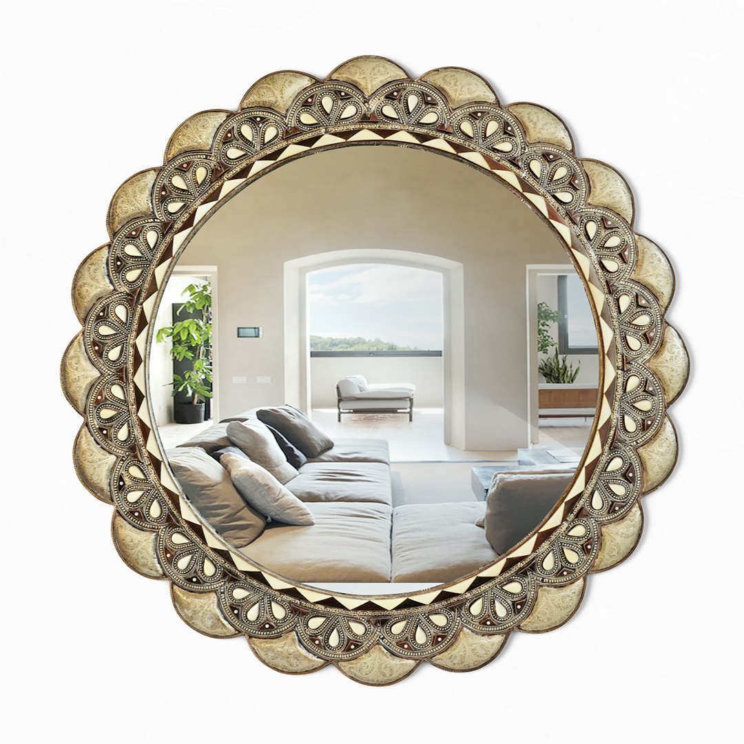 3D Vintage Scalloped Metal Work Mirror - TurboSquid 2129799