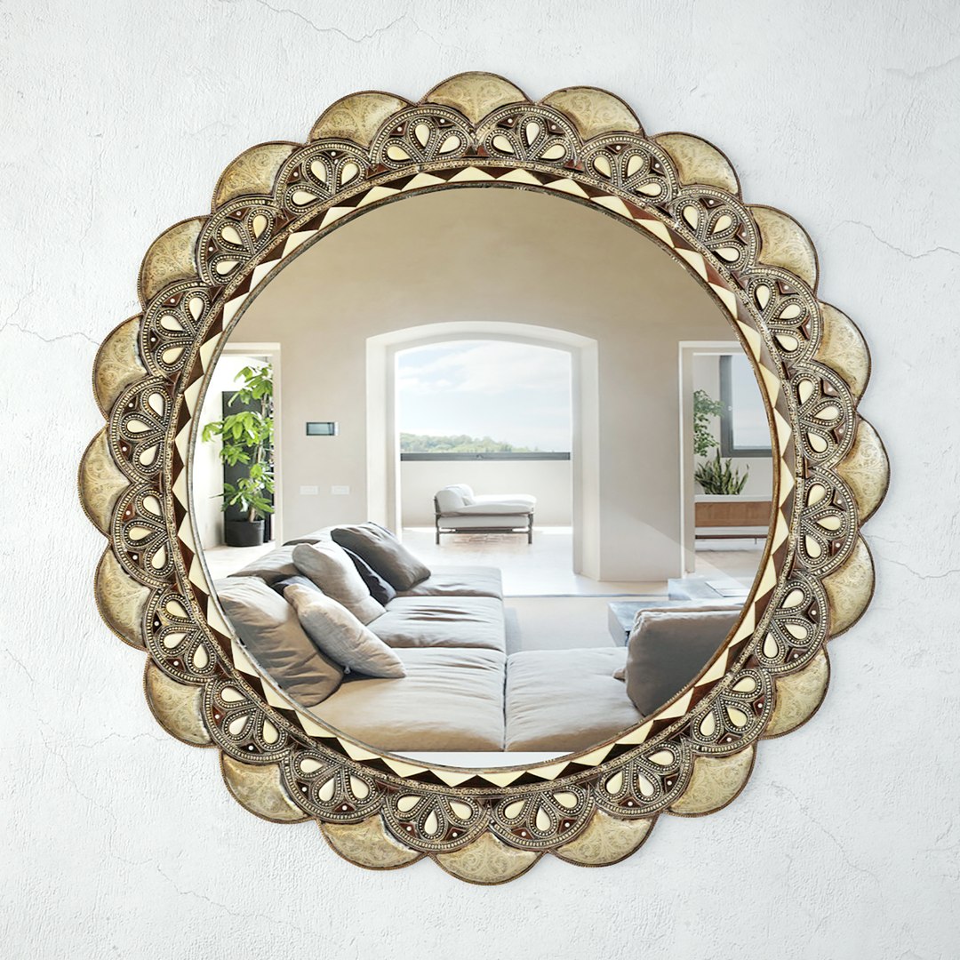 3D Vintage Scalloped Metal Work Mirror - TurboSquid 2129799