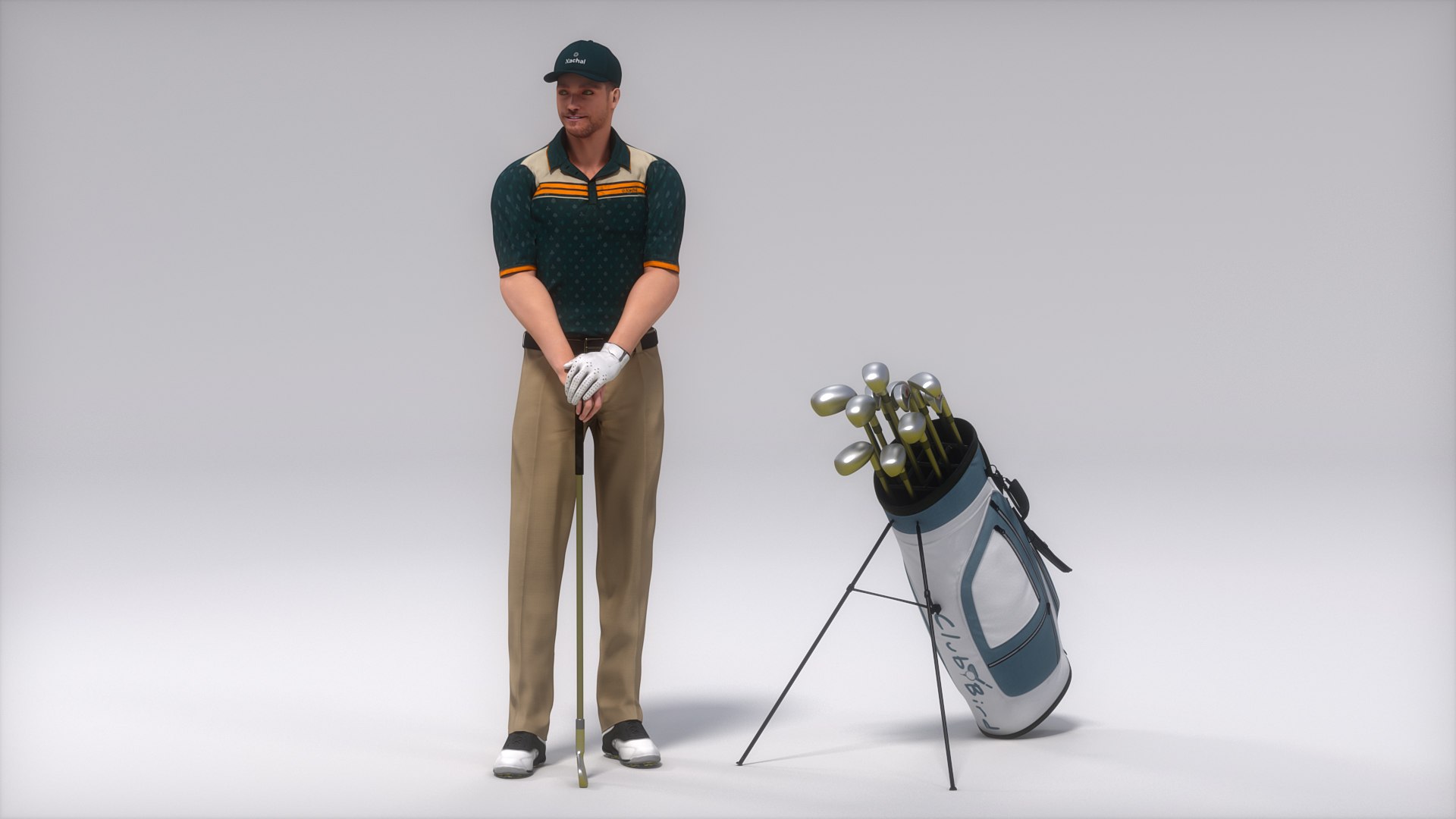White Golf Player Animated HQ Model - TurboSquid 2210267