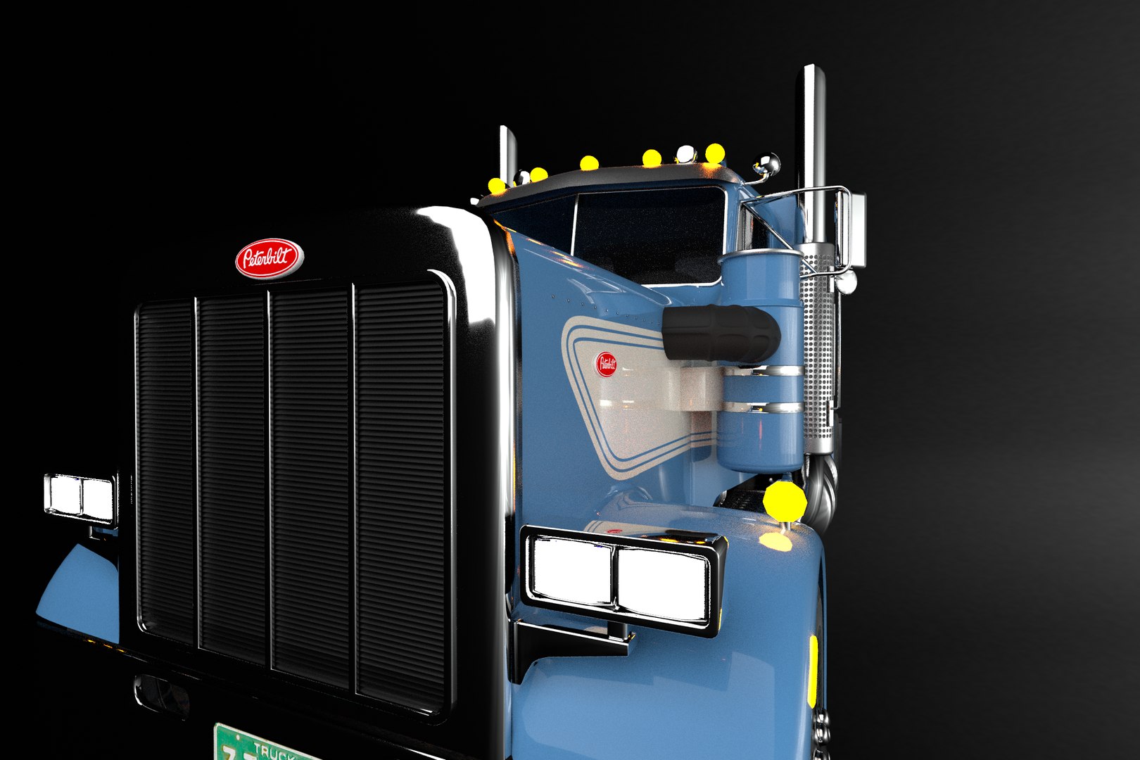 Realistic Peterbilt 359 With Interior And Low Poly Count 3D Model ...