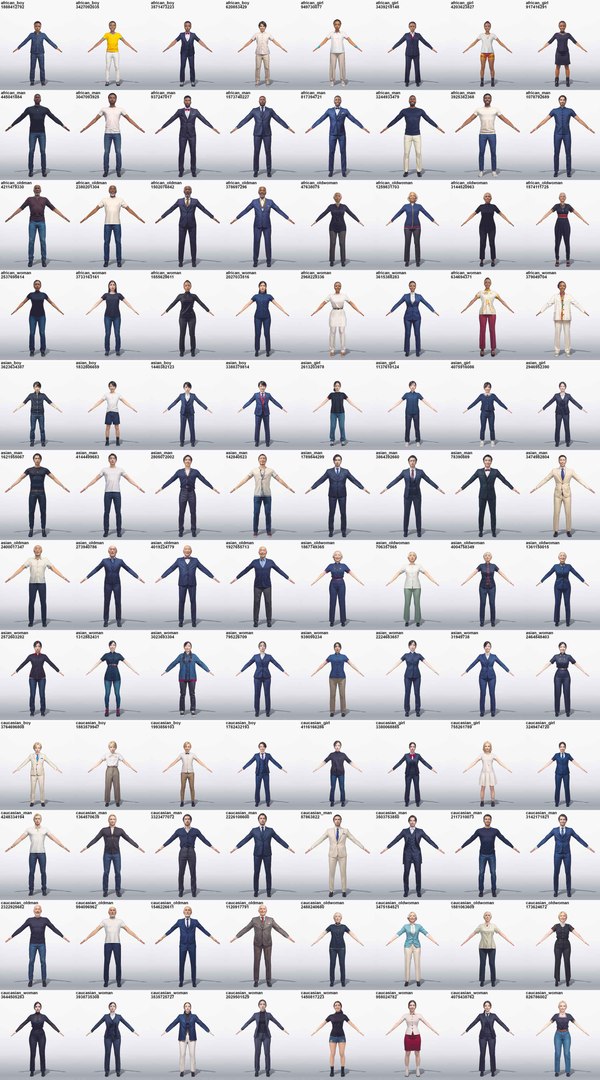 Cg Ai Human Global 96 Bodies 3d Model Turbosquid 2088277