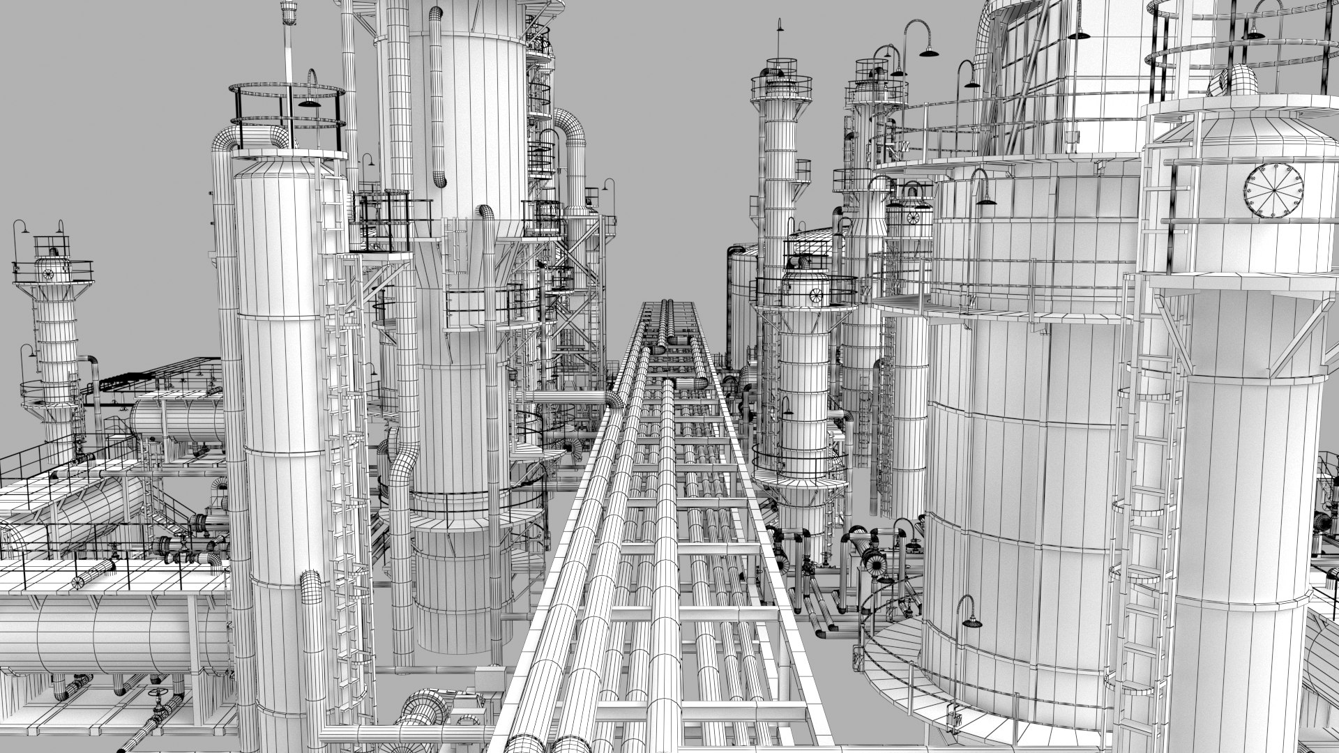 3D oil refinery model - TurboSquid 1491260