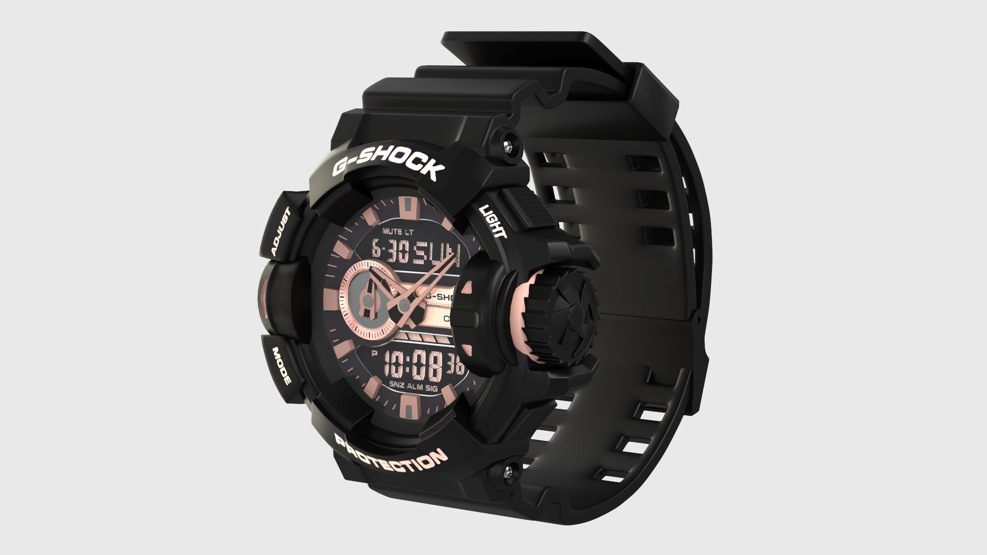 Casio G-Shock GA-400GB Garish Series Watche Silver RED Blender 3D Model ...
